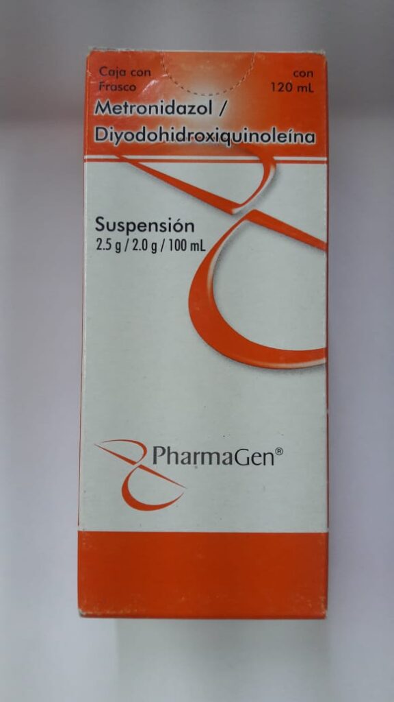 METRONIDAZOL/DIYODOHIDROXIQUINOLEINA SUSP. 120ML 7501299379158 ...